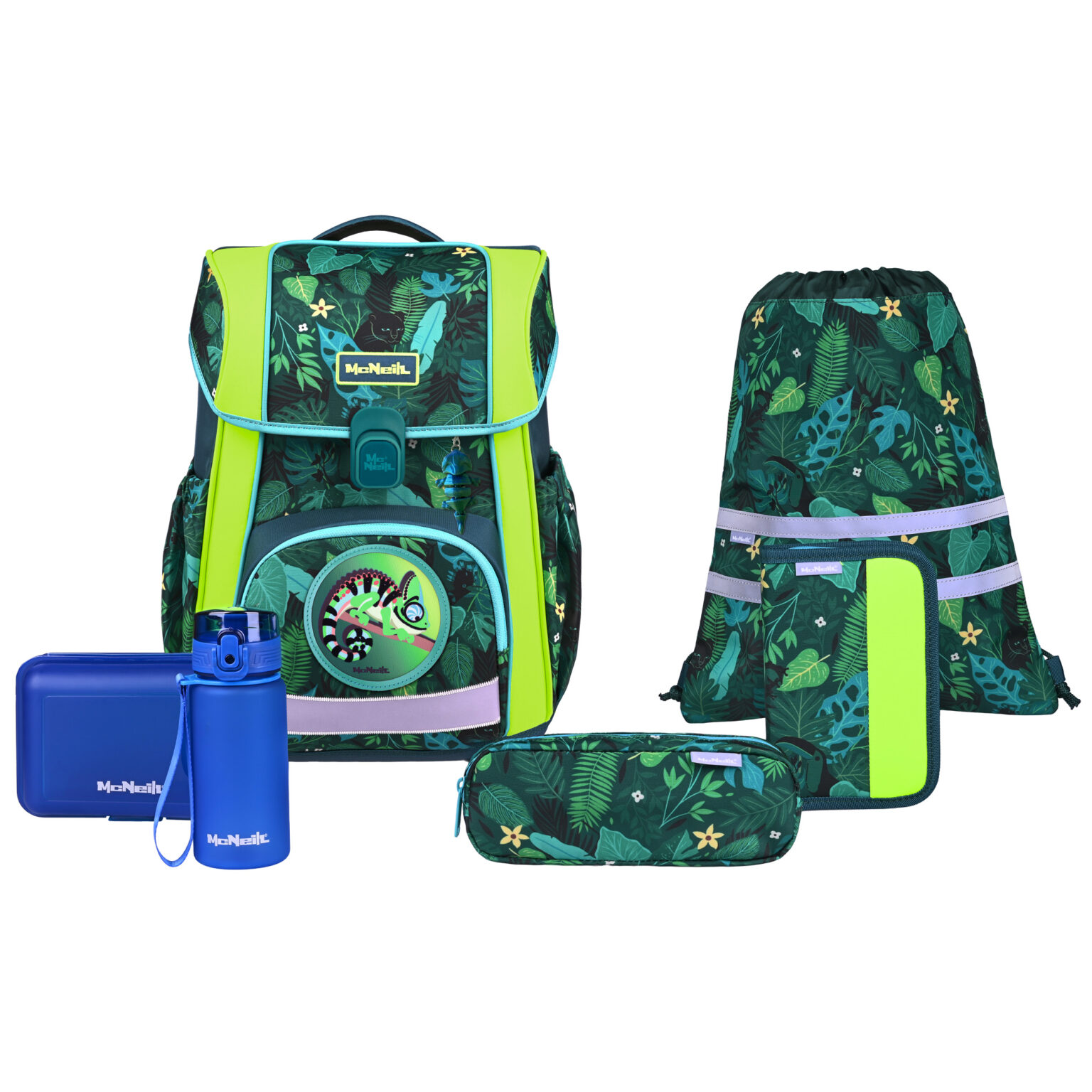McNeill Bravo Tropic Schulranzen – 9-teiliges Set mit Brotdose ...